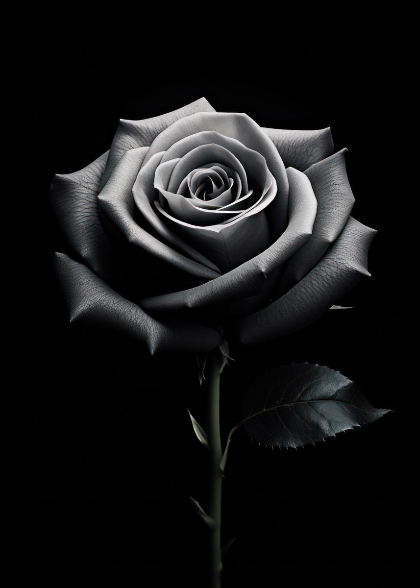 'Sophisticated Silver Rose' Poster, picture, metal print, paint by ...
