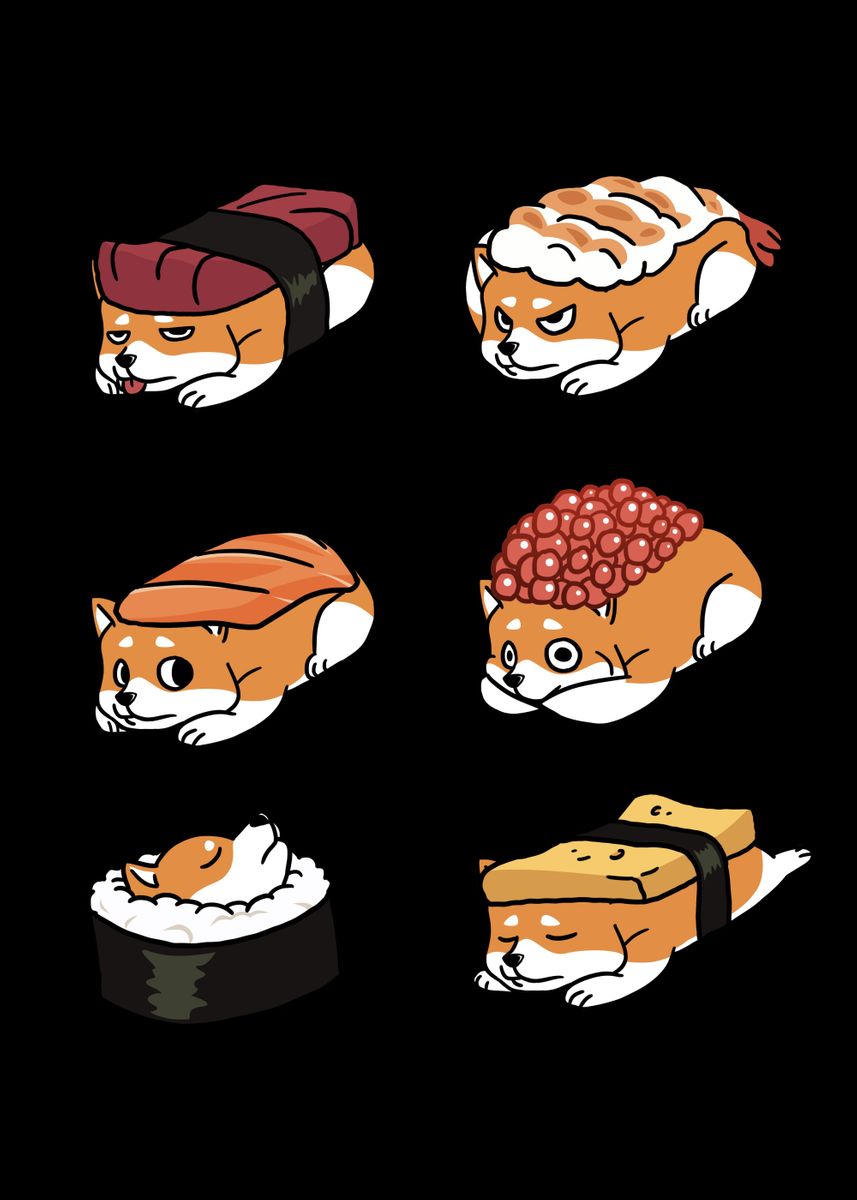 'Shiba Inu Sushi' Poster by PetPrints | Displate
