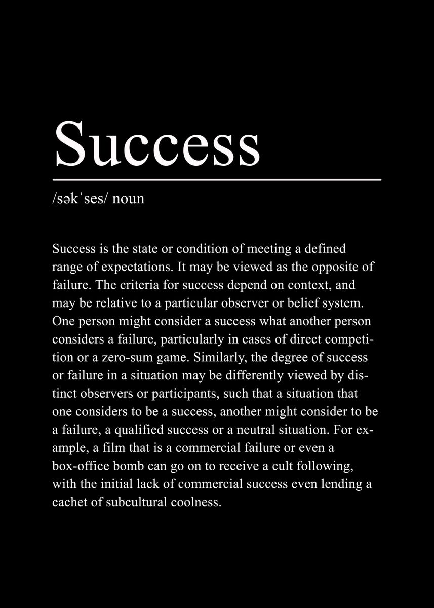'Success Meaning' Poster, picture, metal print, paint by Luna Studio ...