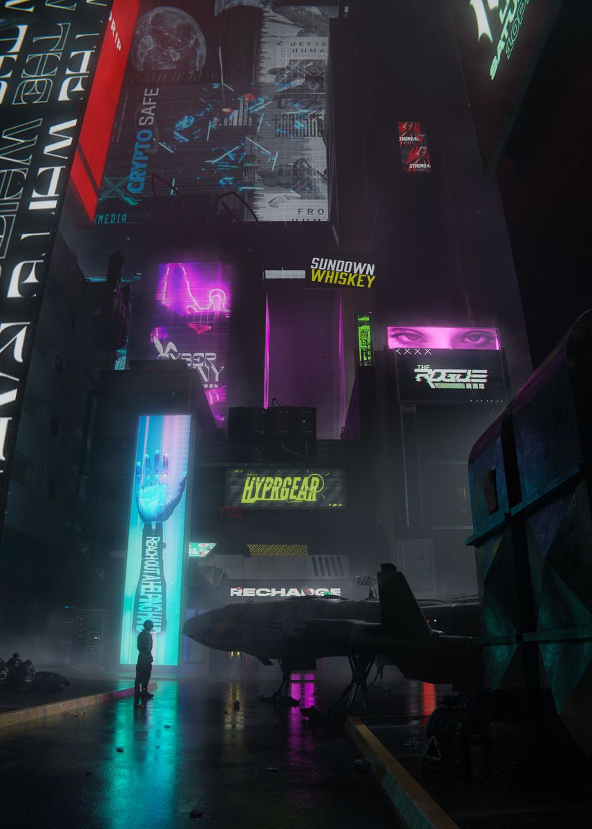 'Neon Roam ' Poster, picture, metal print, paint by Nik | Displate