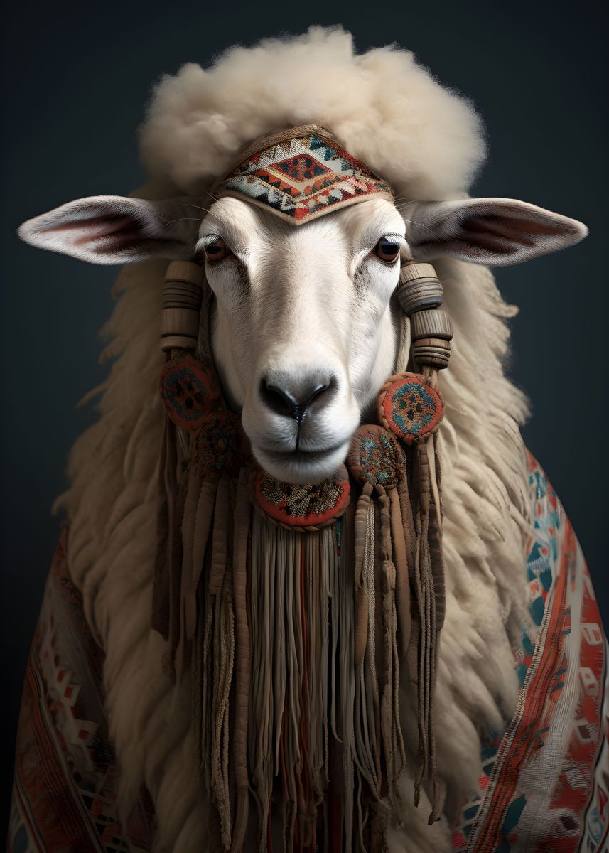 'Aztec Sheep' Poster, picture, metal print, paint by Makadur | Displate