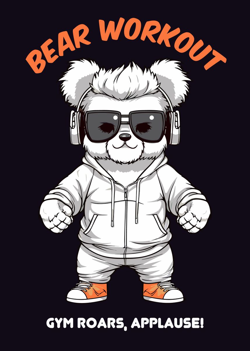 'Bear Workout' Poster, picture, metal print, paint by wpap me | Displate