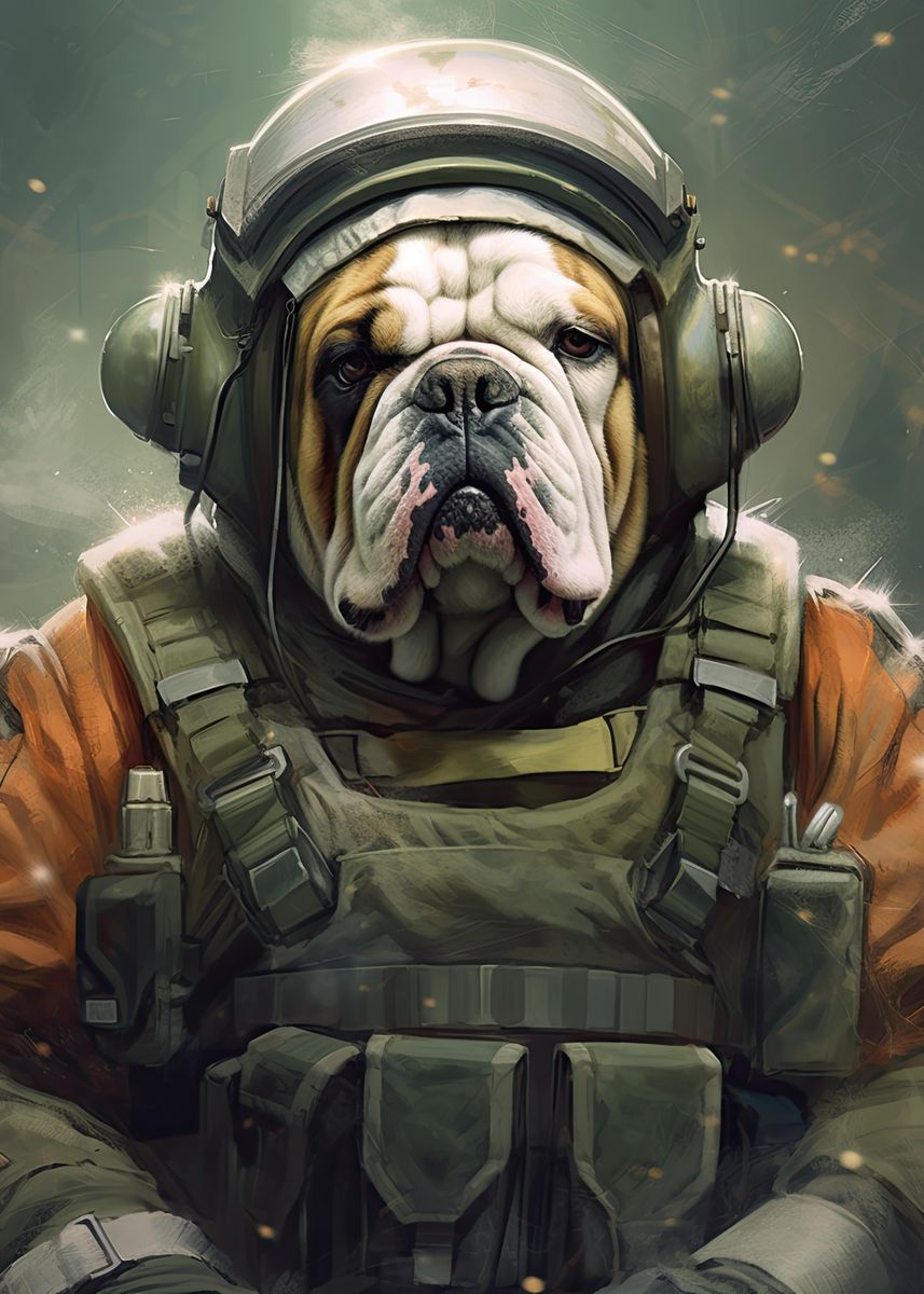 'English Bulldog Soldier' Poster, picture, metal print, paint by ...