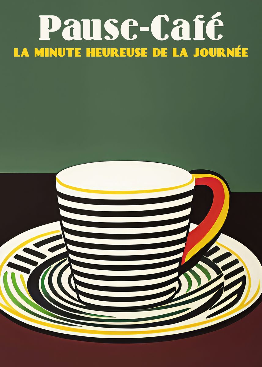 'Retro French Coffee Poster' Poster, picture, metal print, paint by ...