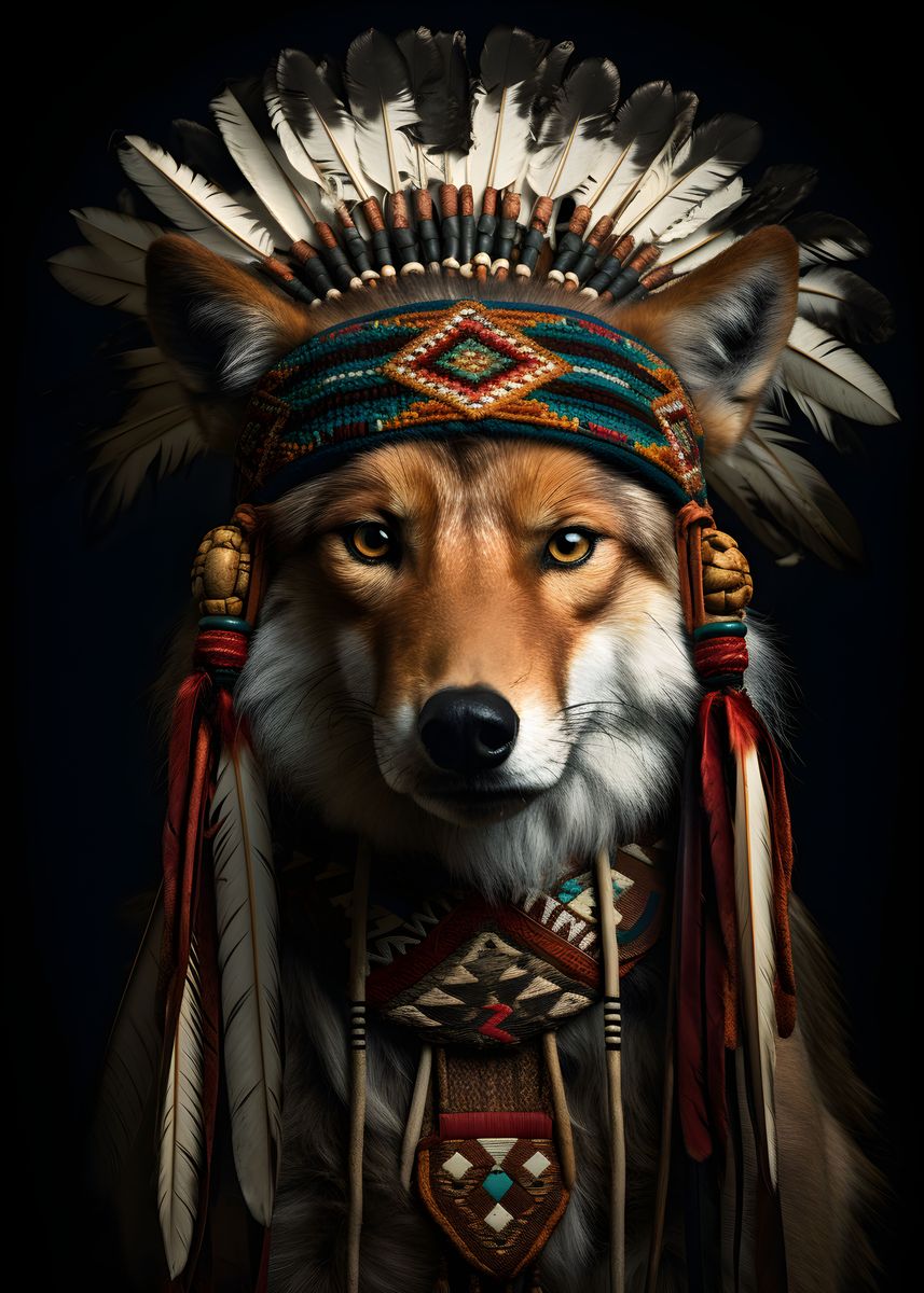 'Aztec Fox' Poster by Makadur | Displate