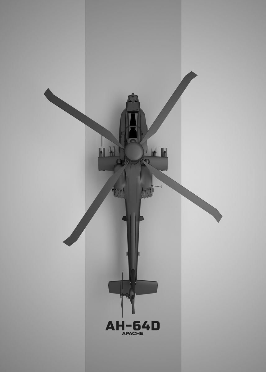 'Apache AH 64D' Poster, picture, metal print, paint by 21 MXM | Displate