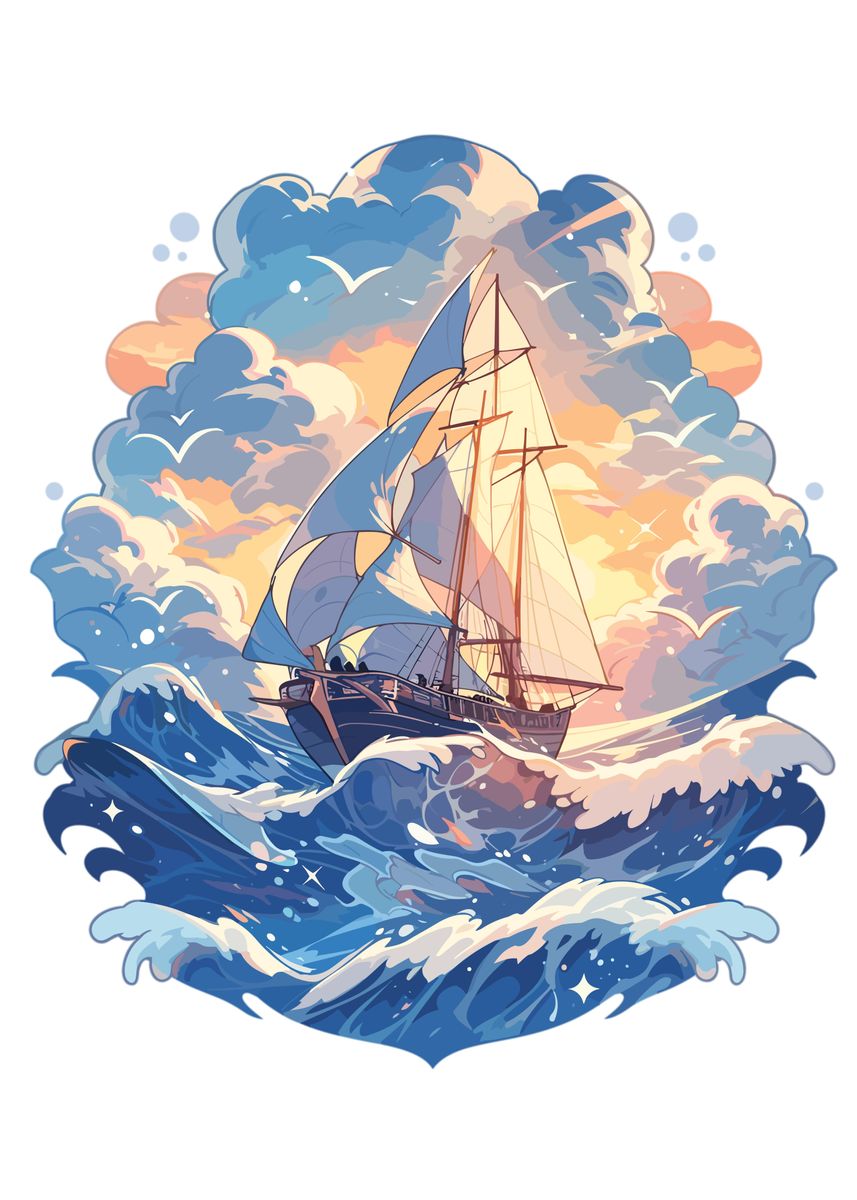 'Sailing Sailboat Regatta' Poster, picture, metal print, paint by ZS C ...