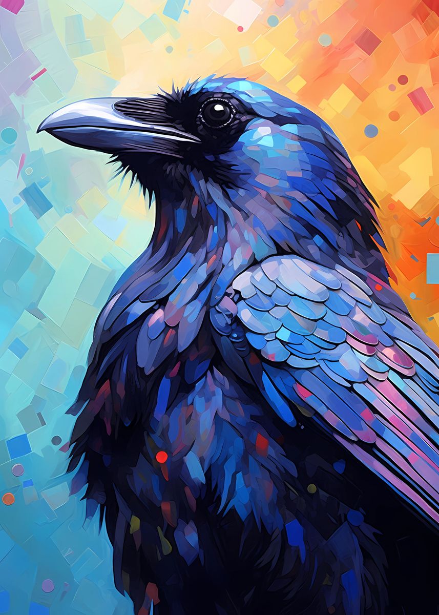 'Crow Colorful Raven' Poster, picture, metal print, paint by ...