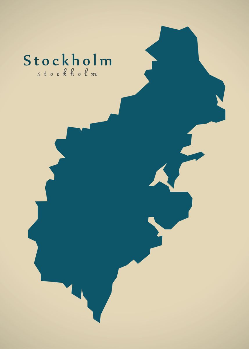 'Stockholm county map' Poster, picture, metal print, paint by Ingo ...