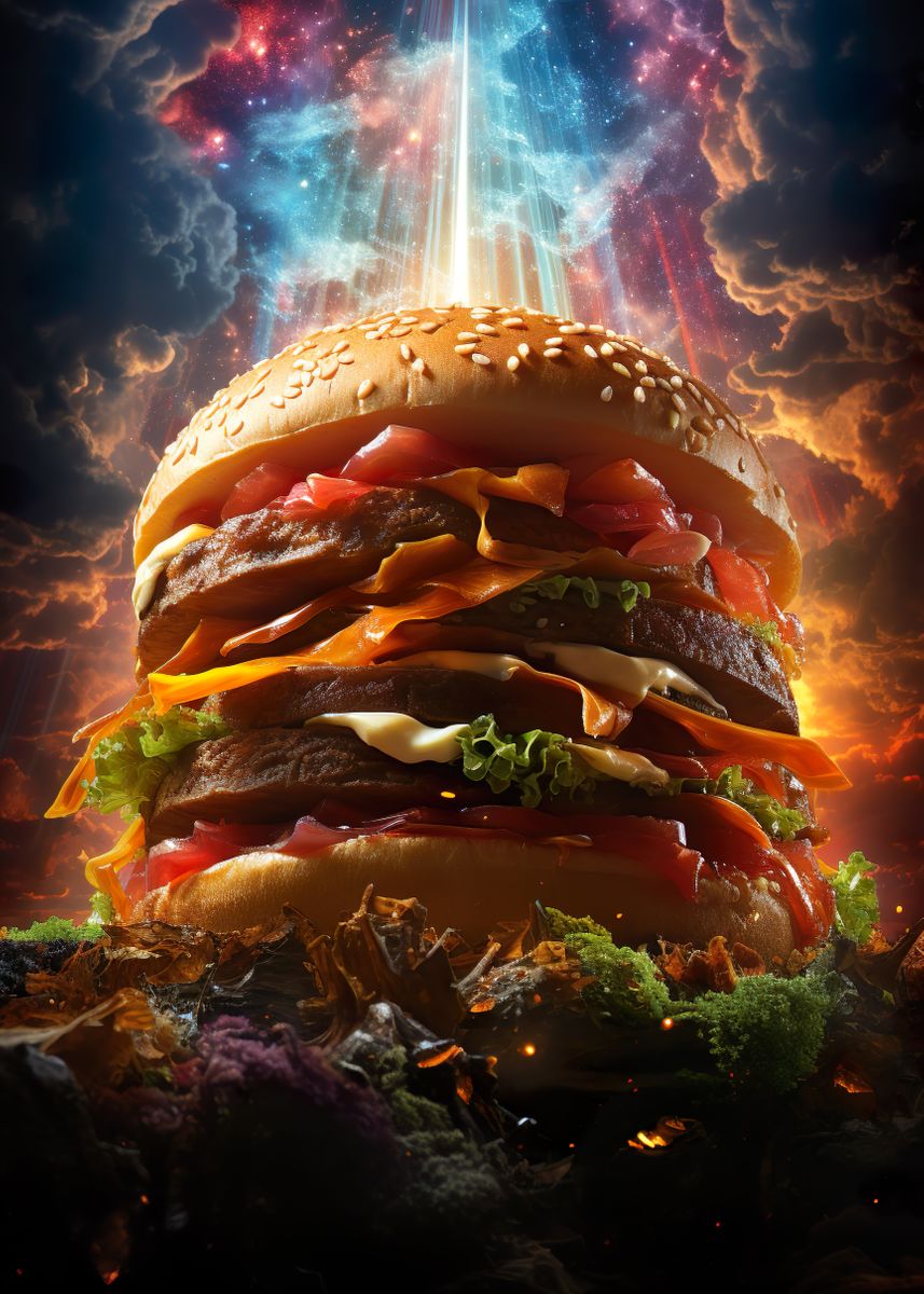 'God of Burgers' Poster, picture, metal print, paint by ...