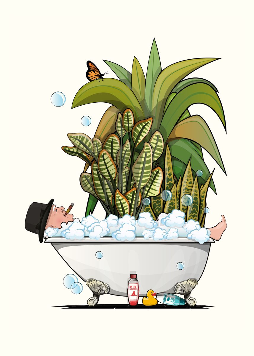 'Churchill Relaxing in Bath' Poster by InTheWashroom | Displate