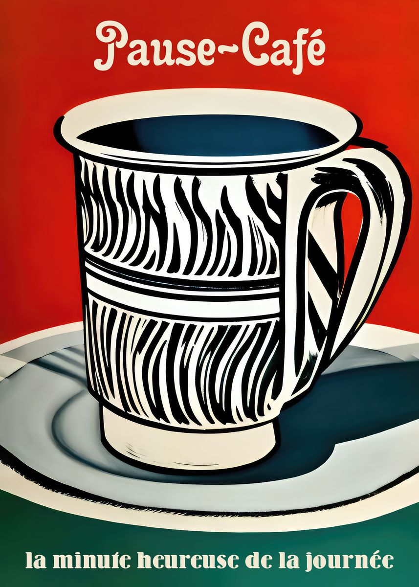'Retro French Coffee Poster' Poster, picture, metal print, paint by ...