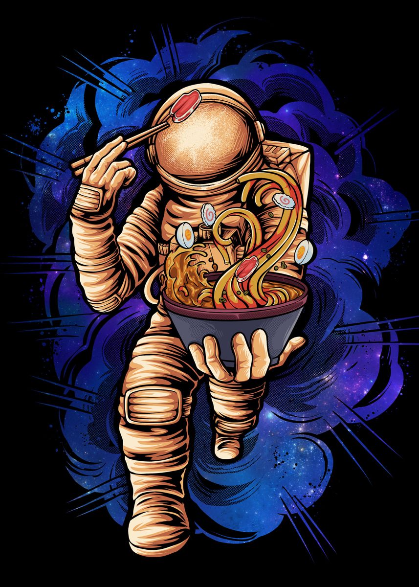 'RAMEN ASTRO' Poster, picture, metal print, paint by ROBO | Displate