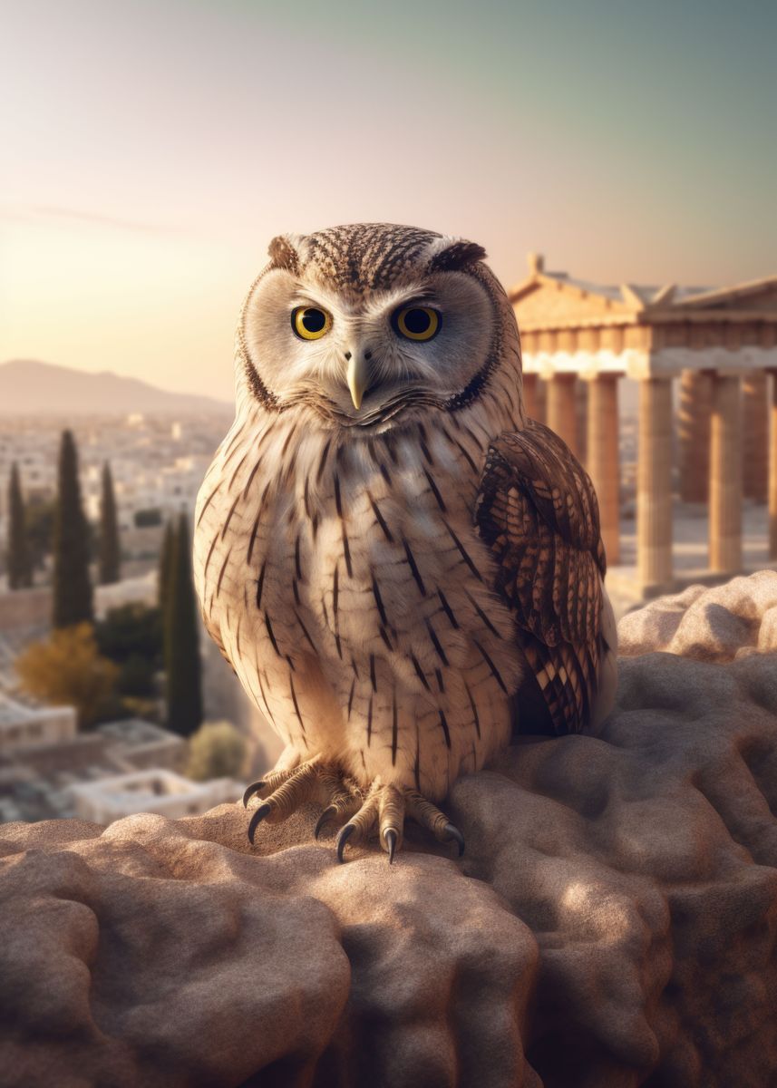 'Greek Owl V2' Poster, picture, metal print, paint by Stylianos ...