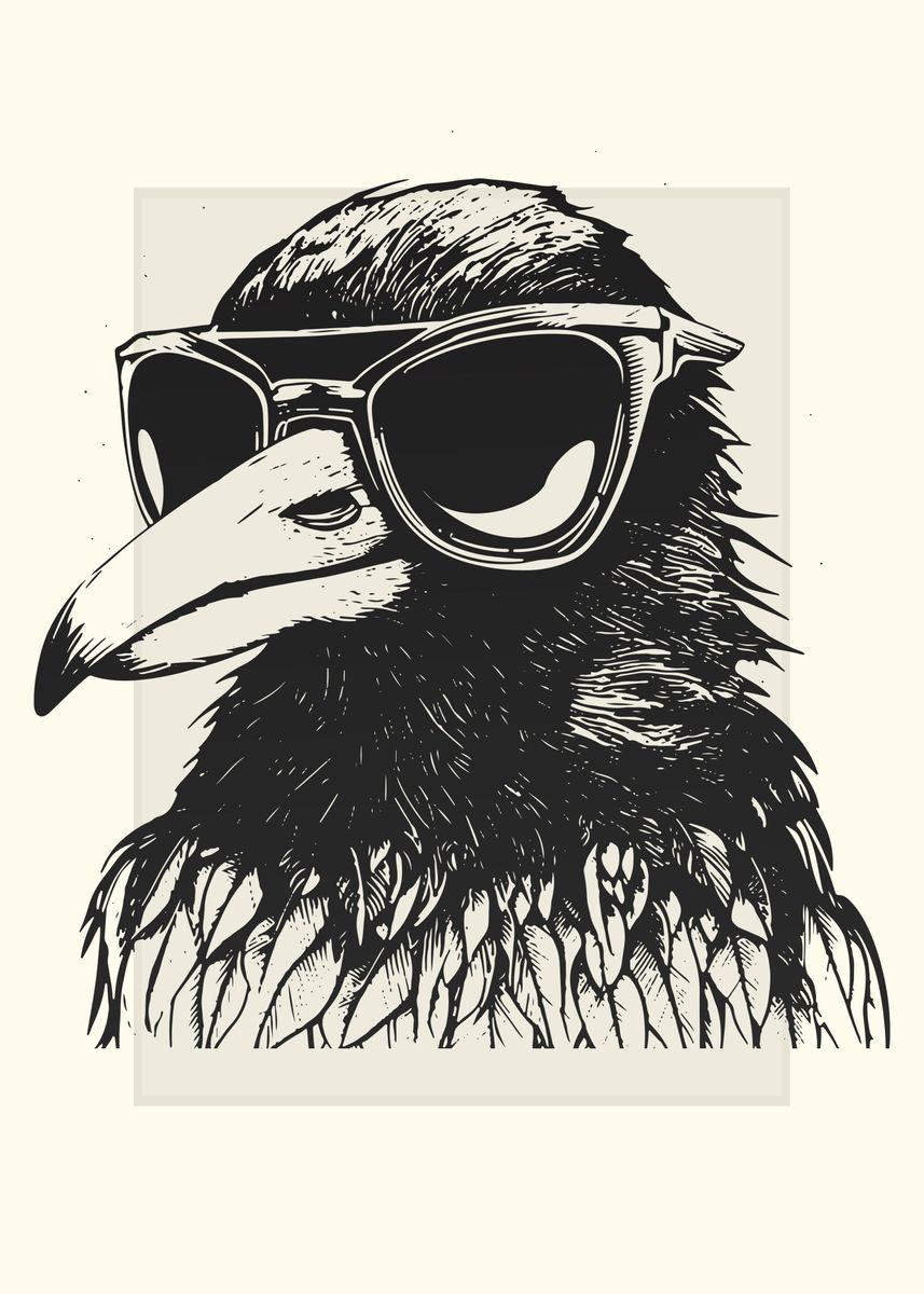 'Crow Illustration' Poster by Rafael Dxgn | Displate