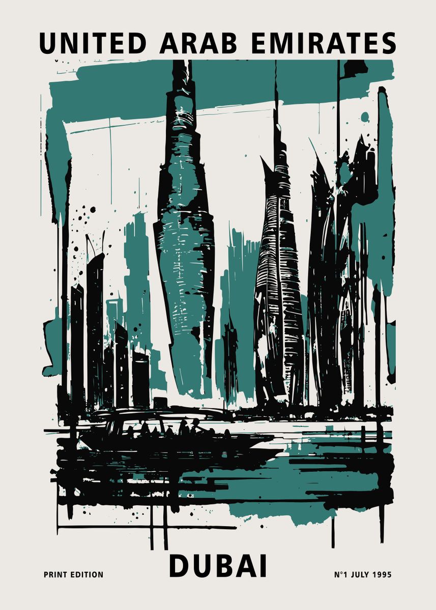 'Dubai Big City Poster' Poster, picture, metal print, paint by ...