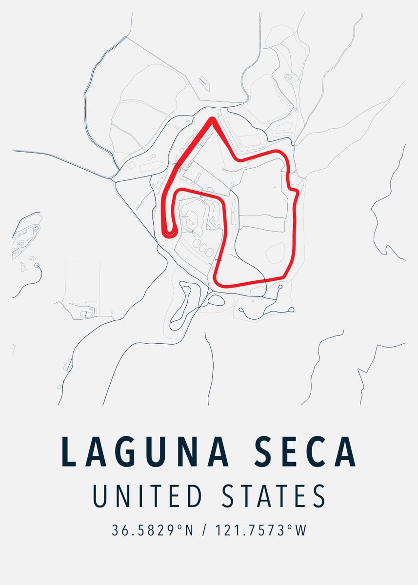 'laguna seca race track' Poster, picture, metal print, paint by Denise ...