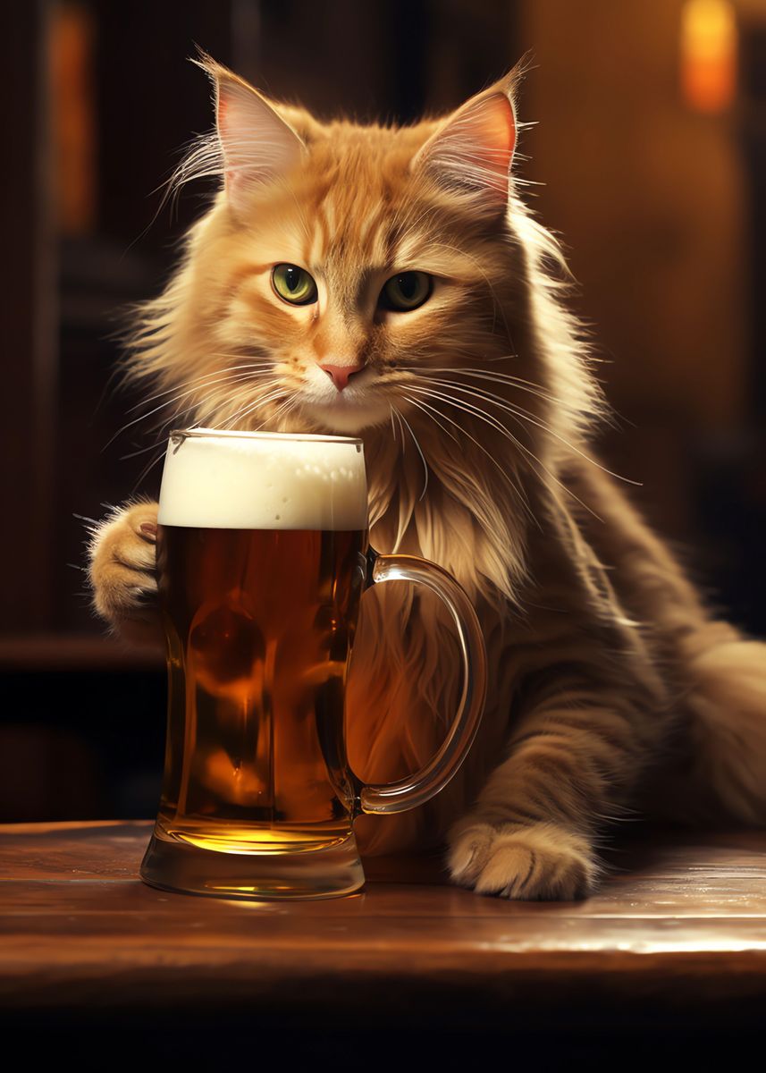 'Cat X Beer' Poster by Salty Kisses | Displate