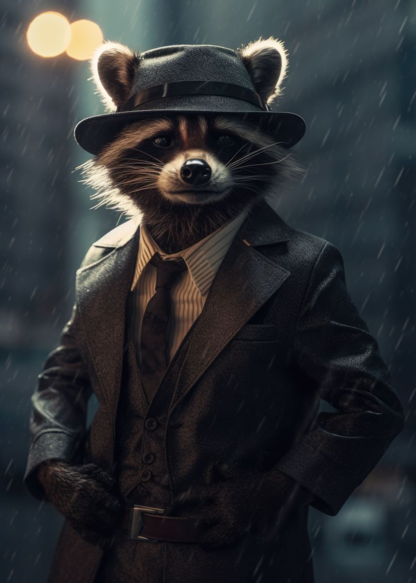 'Mafia Raccoon' Poster, picture, metal print, paint by Stylianos ...