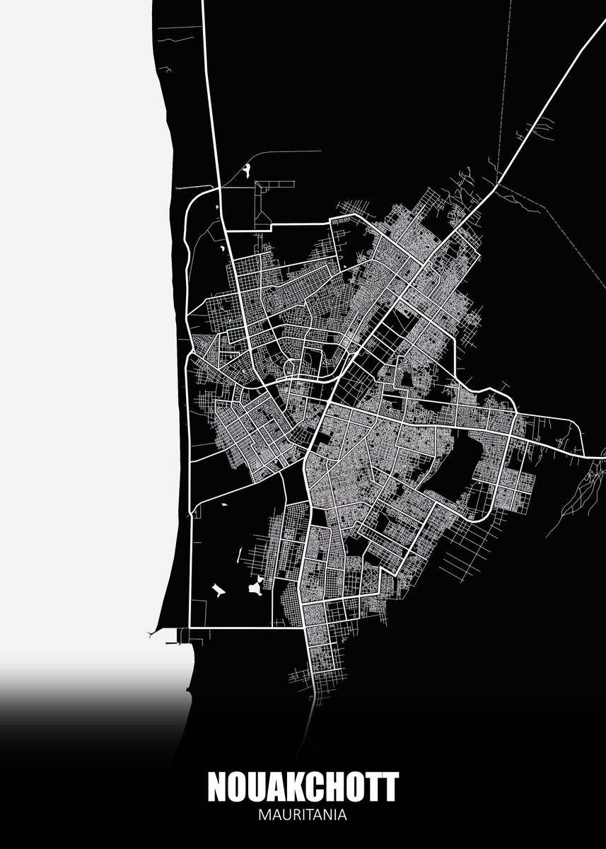 'Nouakchott Mauritania Map' Poster by Zake Yonkou | Displate