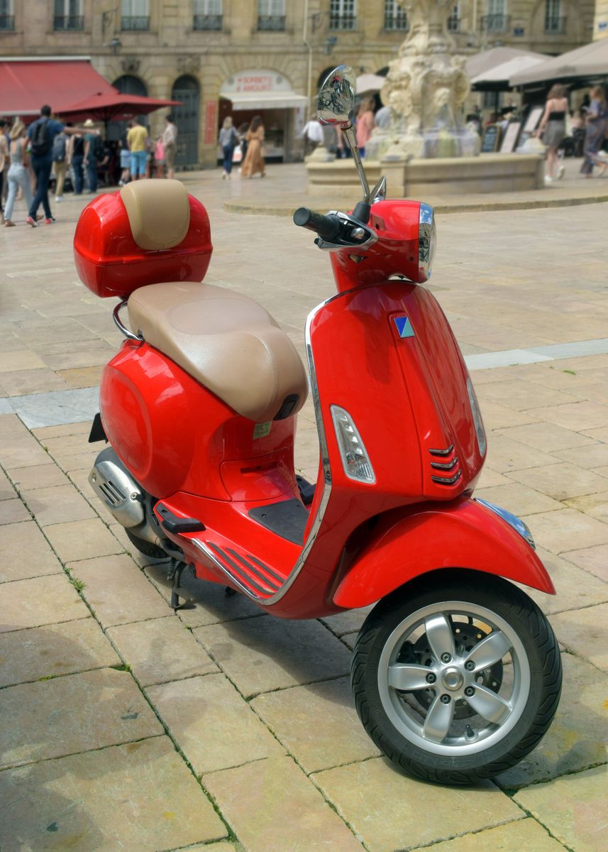 'Red Scooter Bordeaux' Poster, picture, metal print, paint by Jon ...