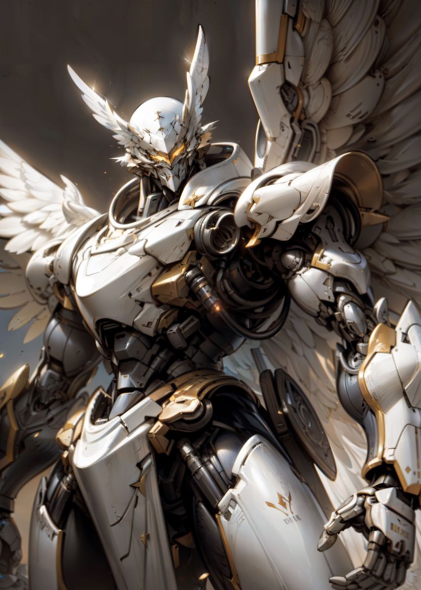 'White Armor Robot Mecha' Poster, picture, metal print, paint by ...