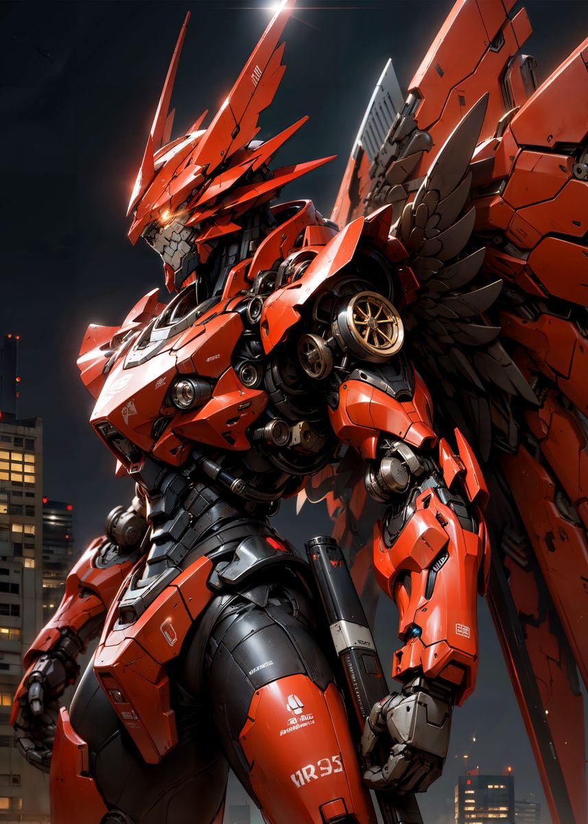 'Red Armor Robot Mecha' Poster, picture, metal print, paint by Ruzerin ...