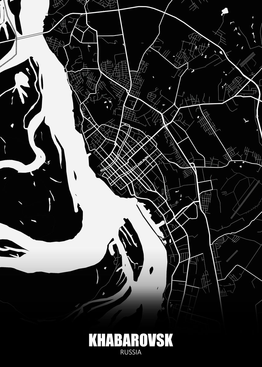 'Khabarovsk Russia Map' Poster, picture, metal print, paint by Zake ...