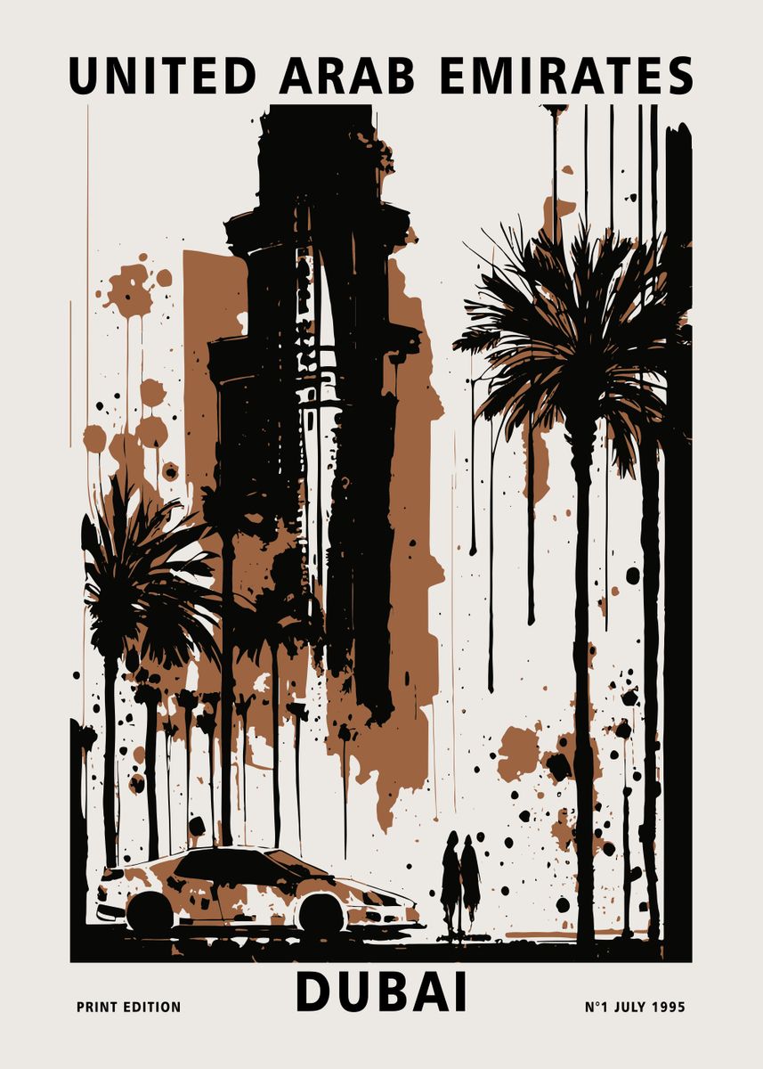 'Dubai Travel Brown Poster' Poster, picture, metal print, paint by ...