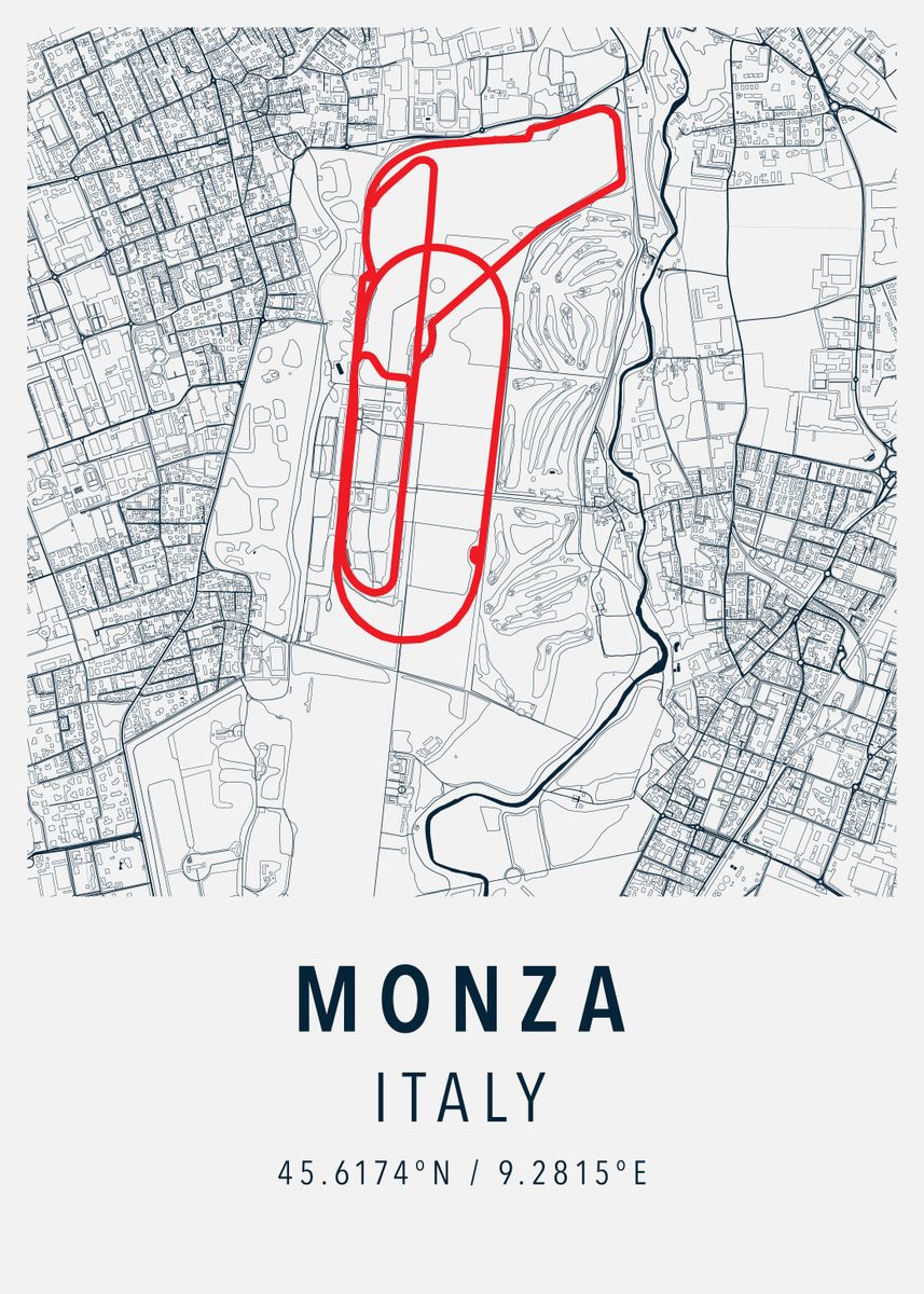'monza simple map' Poster by Denise Zendejas | Displate