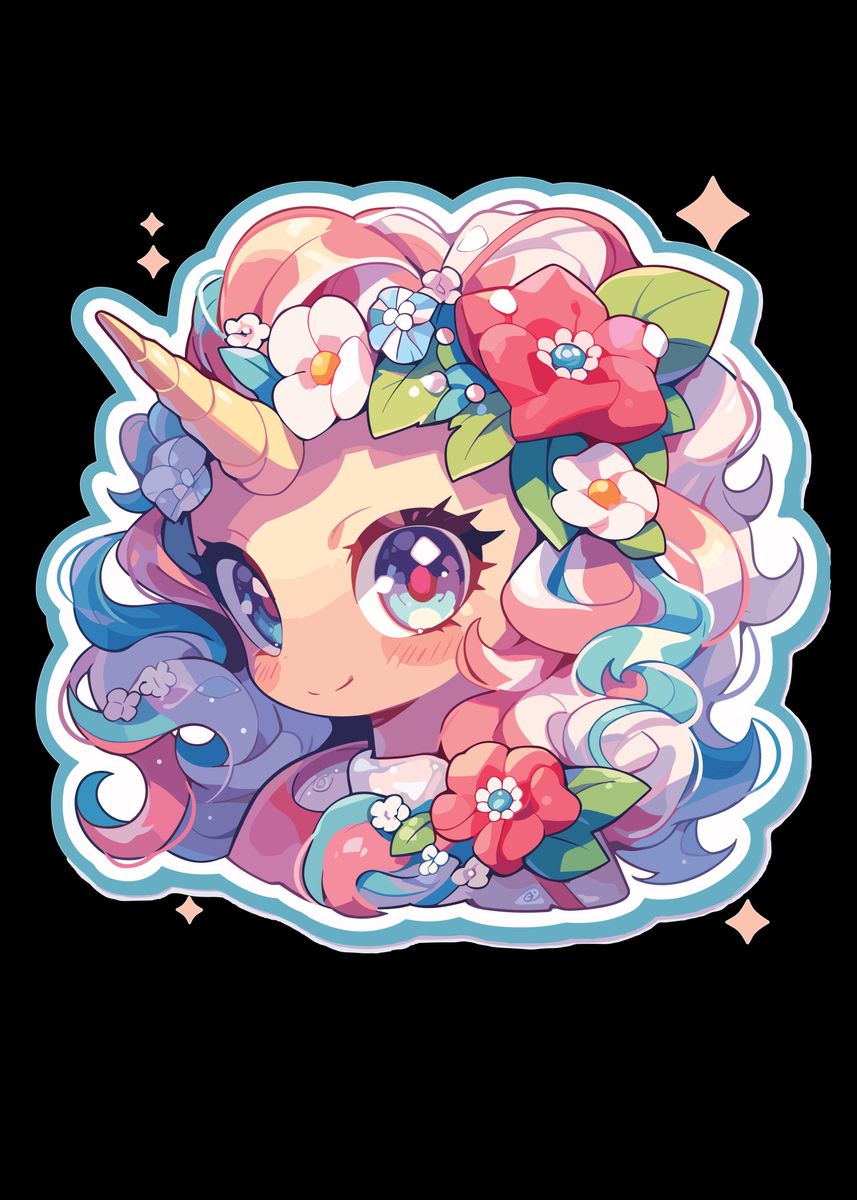 'Flowers Unicorn Unicorn' Poster, picture, metal print, paint by ZS C O ...