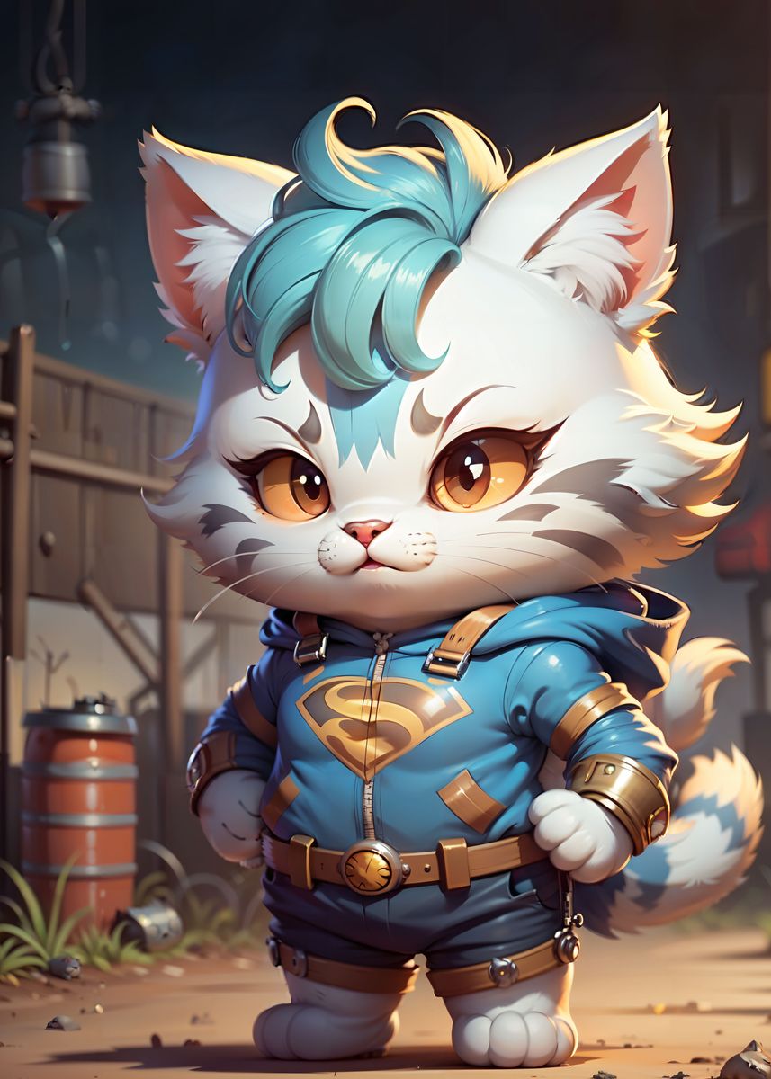 'Superman Cat Illustration' Poster, picture, metal print, paint by ...