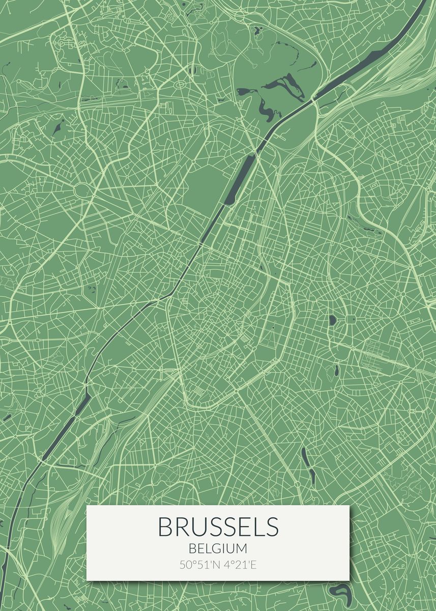 'Brussels Green Map' Poster by dkDesign | Displate