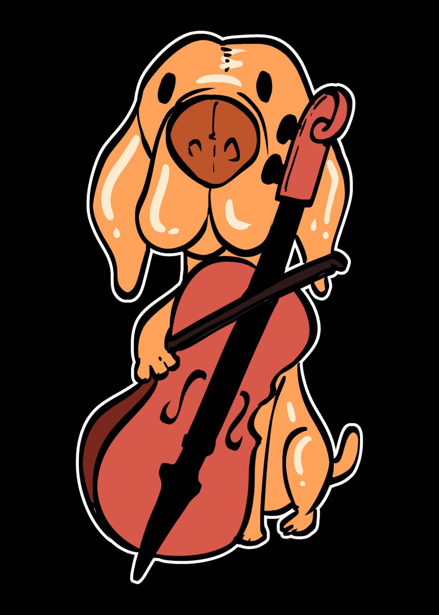 'Dog Playing Cello Orchestr' Poster, picture, metal print, paint by ...