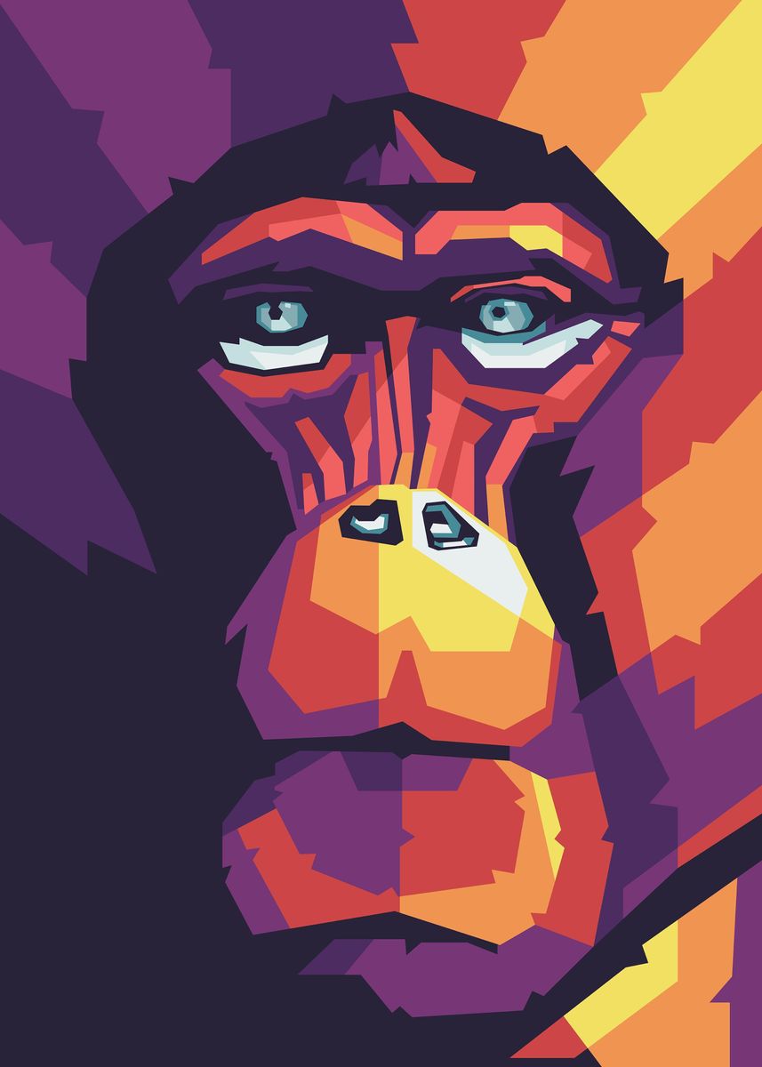 'baboon' Poster, picture, metal print, paint by Nabil Flix | Displate