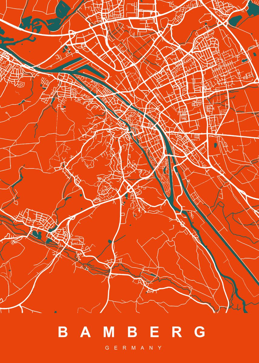 'Map BAMBERG GERMANY' Poster by UrbanMaps | Displate