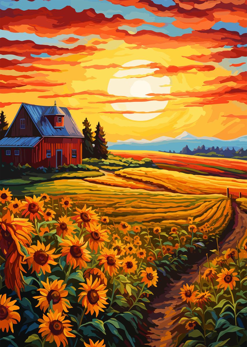 'Rural Field ' Poster, picture, metal print, paint by Cool Worker ...