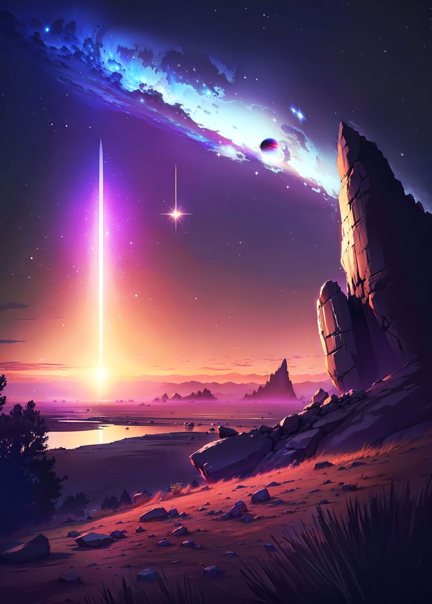 'Twilight Fantasy Landscape' Poster, picture, metal print, paint by ...