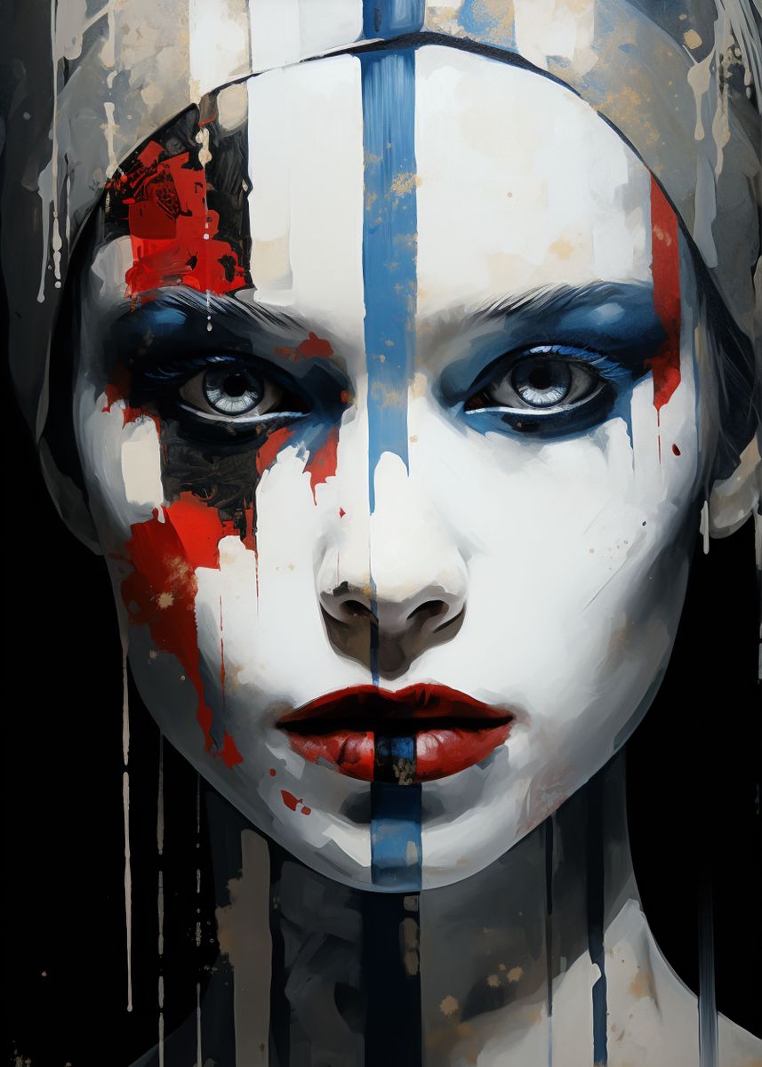 'Girl Face Portrait' Poster, picture, metal print, paint by Cybronauts ...