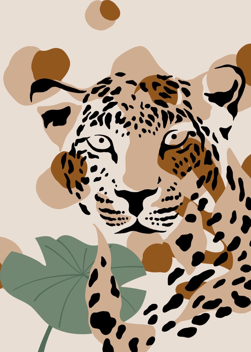'Leopard face in the jungle' Poster by Esther Mankita | Displate