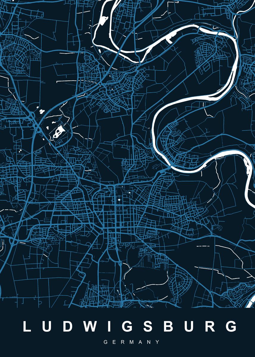 'MAP LUDWIGSBURG GERMANY' Poster by UrbanMaps | Displate