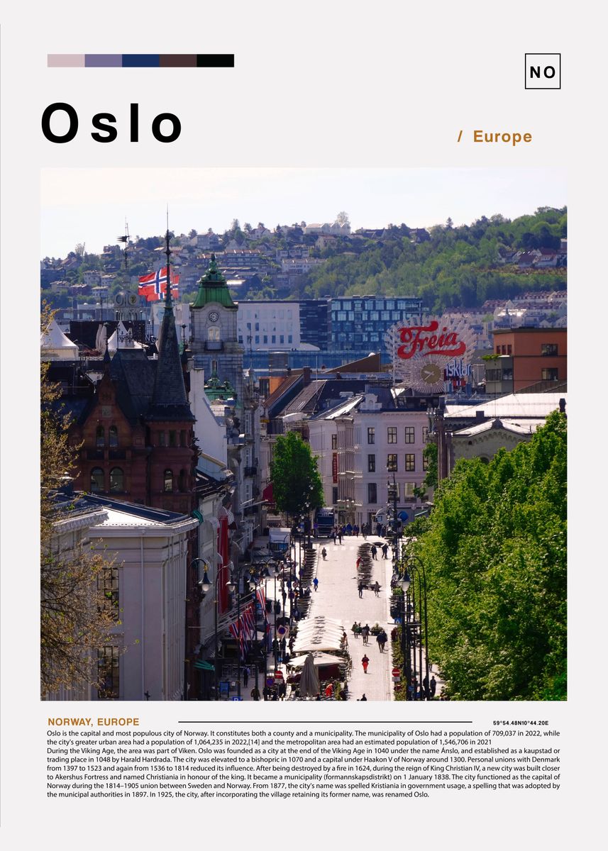 'Oslo Landscape Poster' Poster, picture, metal print, paint by Cristina ...