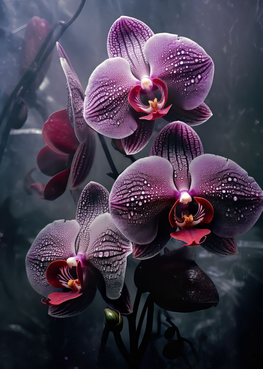 'Red and Violet Orchids' Poster by Scott Prokop | Displate