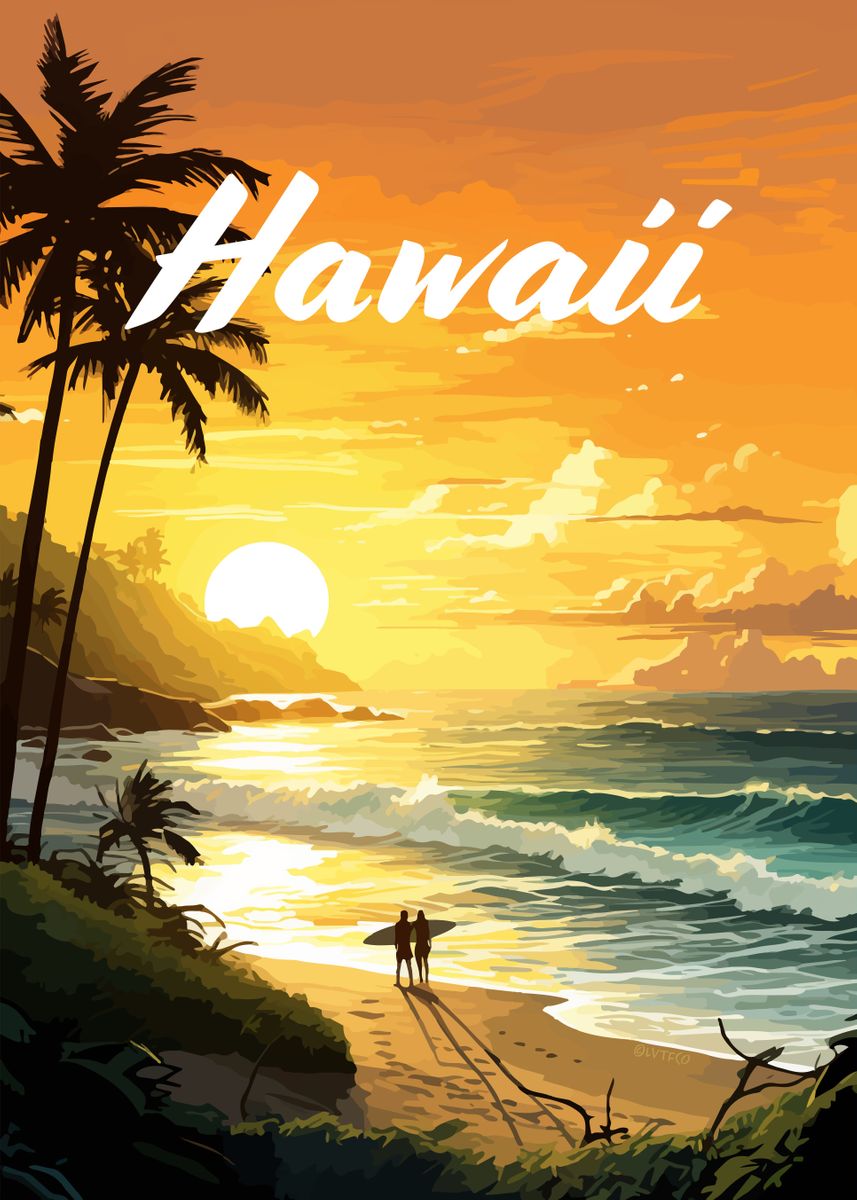 'Hawaii Sunset Scene' Poster by LVTFCO | Displate
