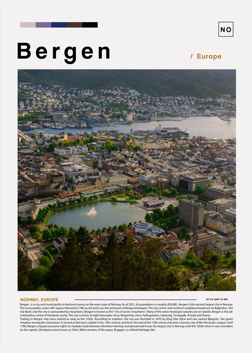 'Bergen Landscape Poster' Poster, picture, metal print, paint by ...