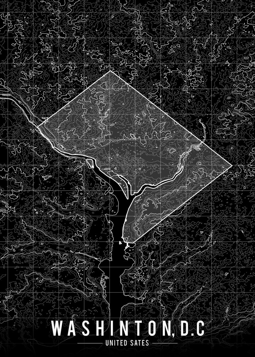 'Washington DC map' Poster, picture, metal print, paint by MamieMorton ...