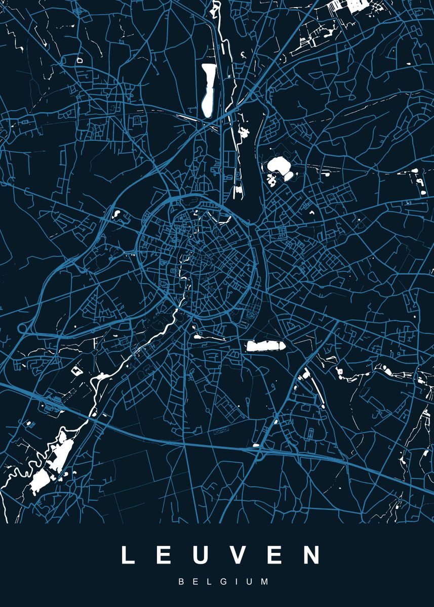 'MAP LEUVEN BELGIUM ' Poster, picture, metal print, paint by UrbanMaps ...