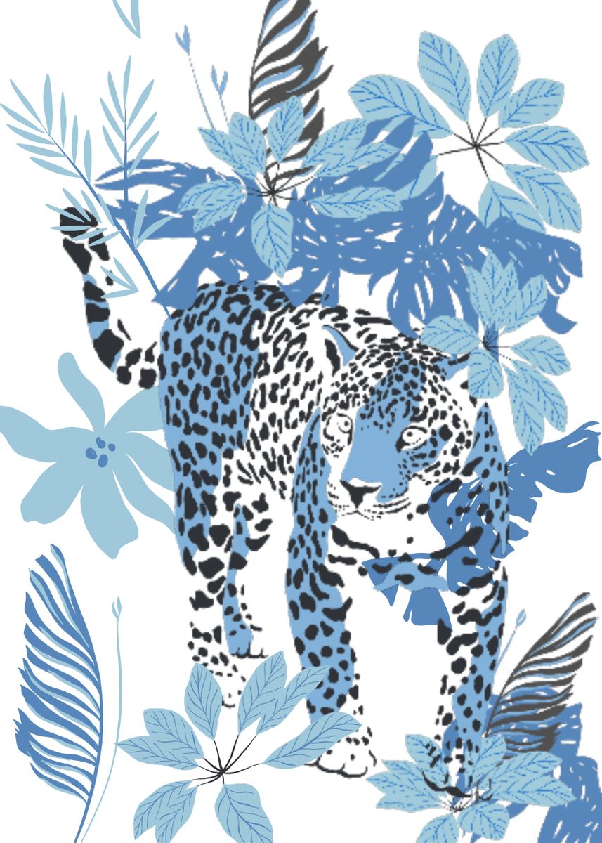 'Leopard in the Jungle 3' Poster, picture, metal print, paint by Esther ...