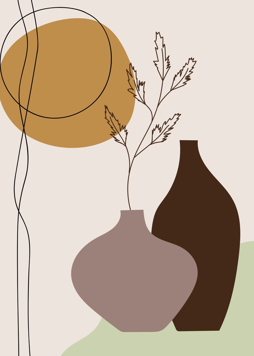 'Scandinavian floral vase' Poster by Human Shadow | Displate