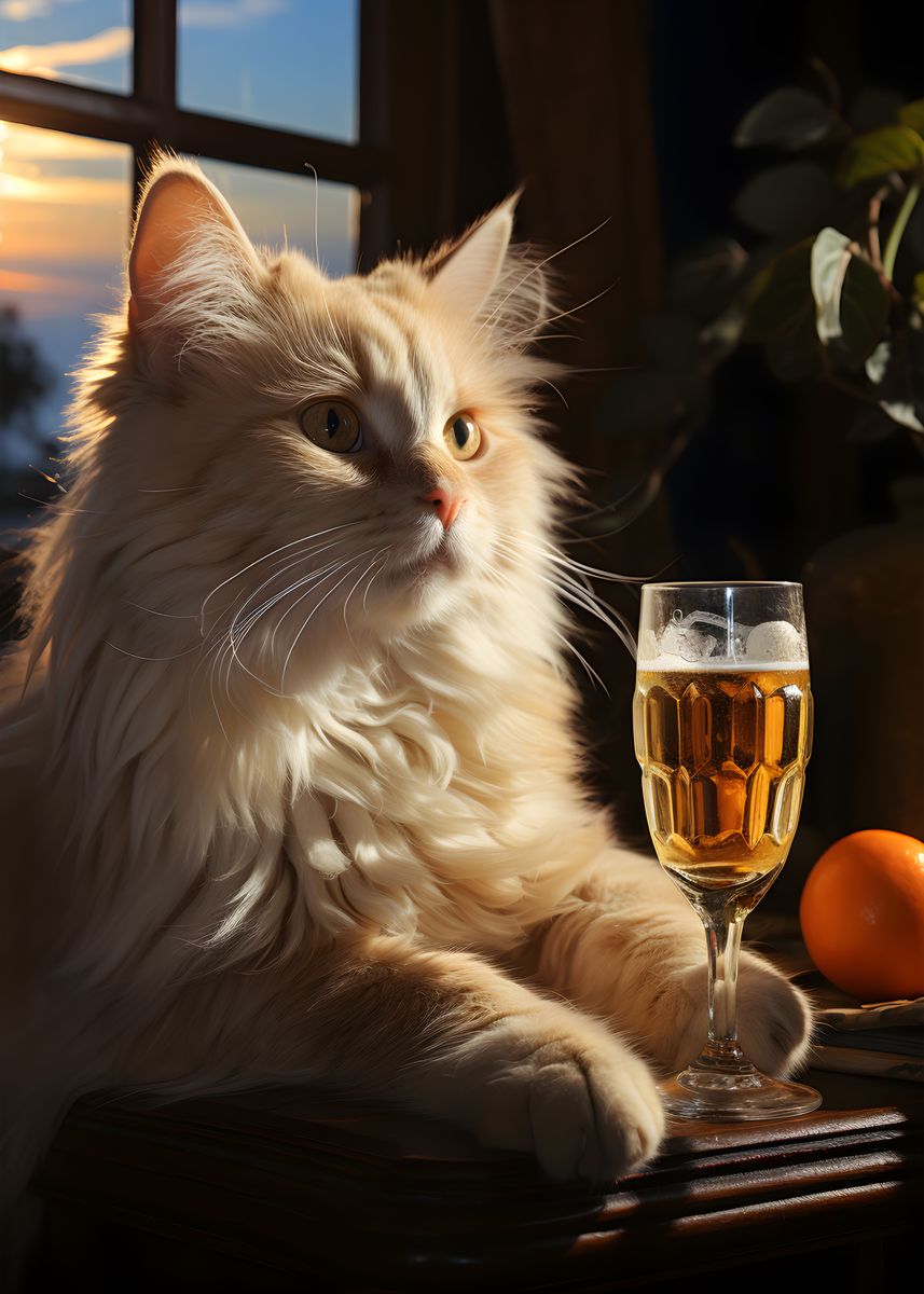 'Cat Beer' Poster by Mounier Wanjak | Displate
